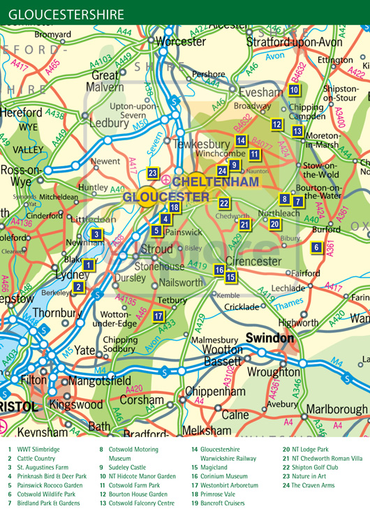 Map of Gloucestershire - Exploregloucestershire.co.uk, the premier ...